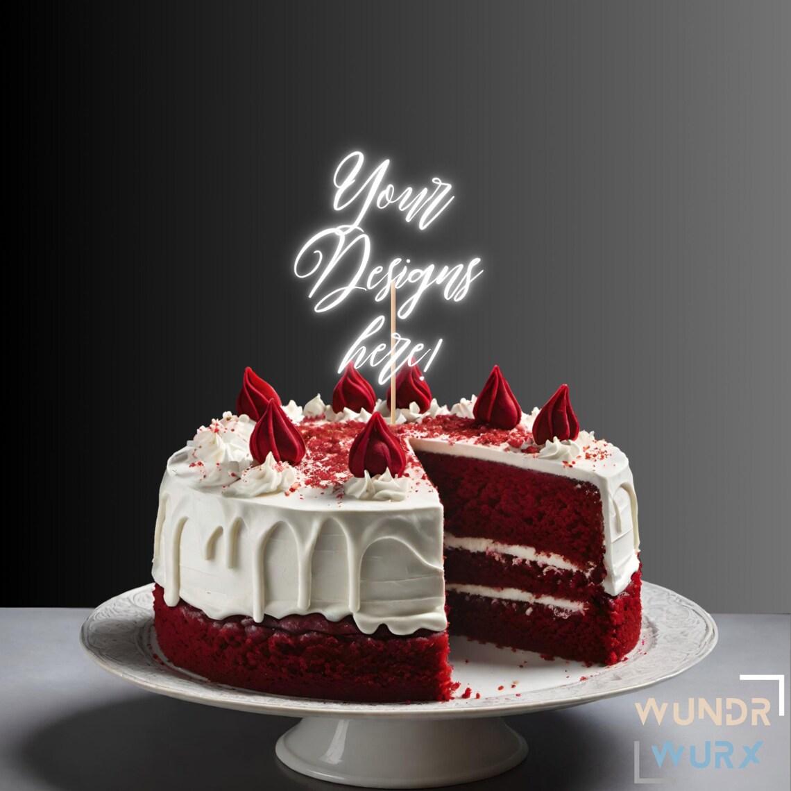 Cake Topper Mockup Bundle Red Velvet Cake Mockup Birthday Wedding ...