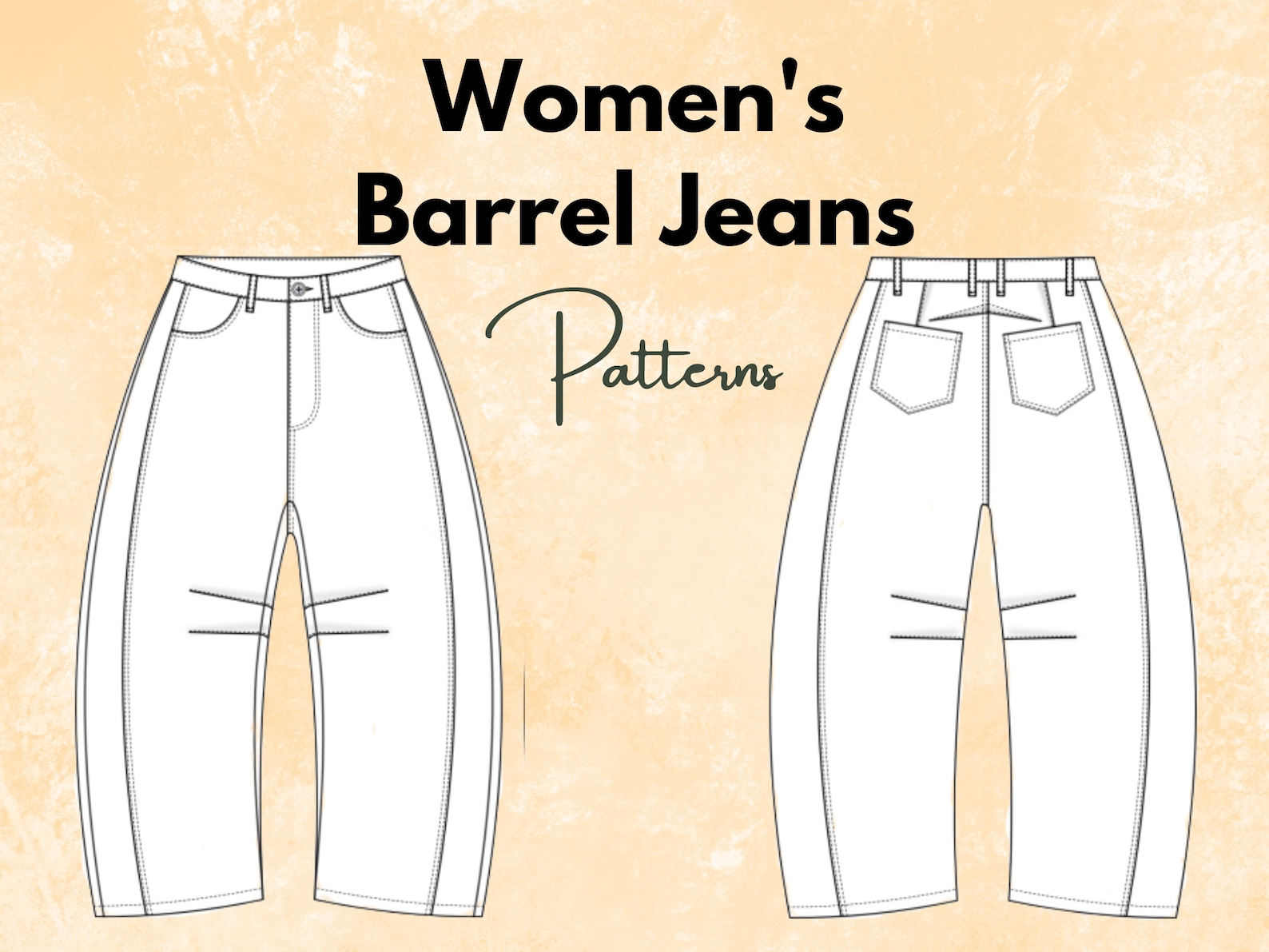 Women's Barrel Jeans Sewing Pattern, Sewing Pattern, Women Pants ...