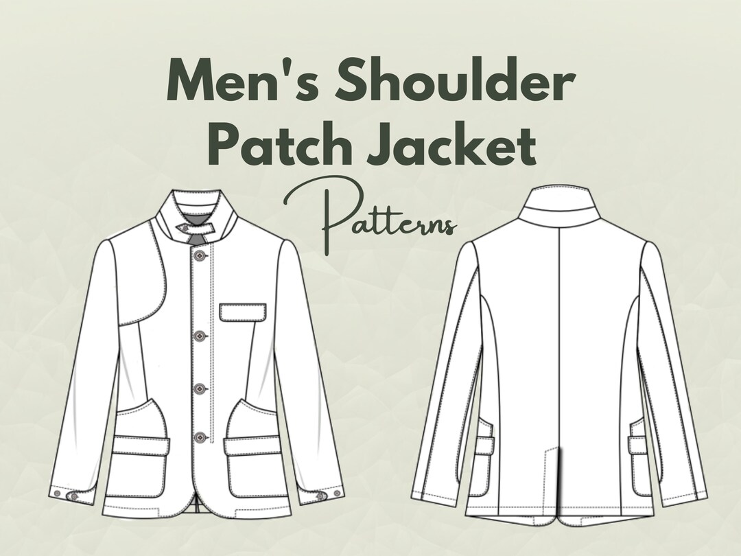 Men's Shoulder Patch Jacket Sewing Pattern, Sewing Pattern, Custom ...