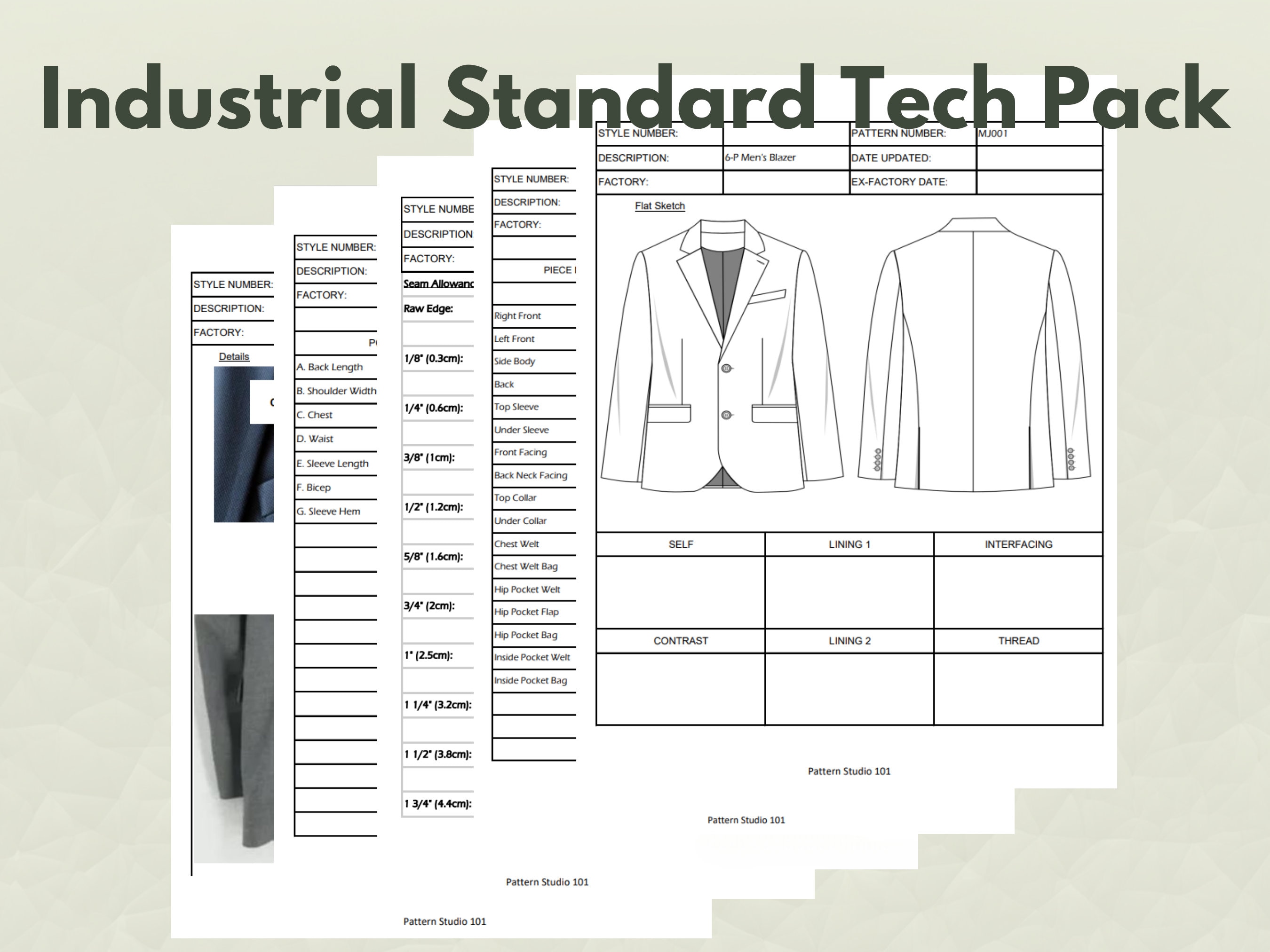Men's 6-piece Blazer Sewing Pattern, Five Different File Formats ...