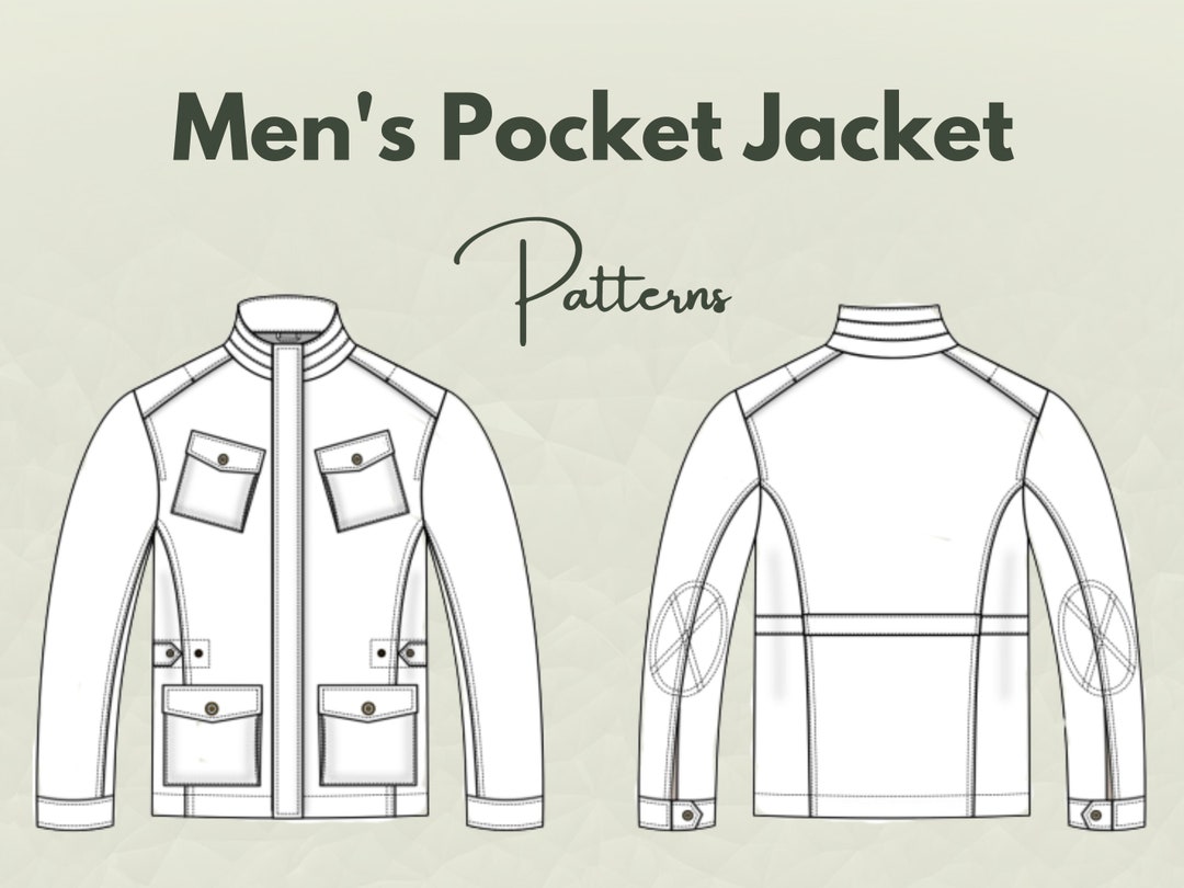 Men's Pocket Jacket Sewing Pattern, Sewing, Men Jacket Pocket, Bomber ...