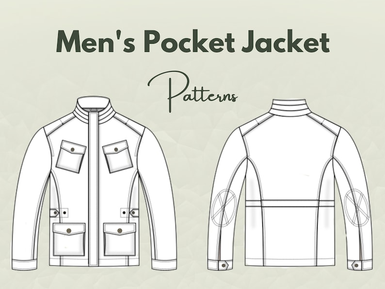 Men's Pocket Jacket Sewing Pattern, Sewing, Men Jacket Pocket, Bomber ...