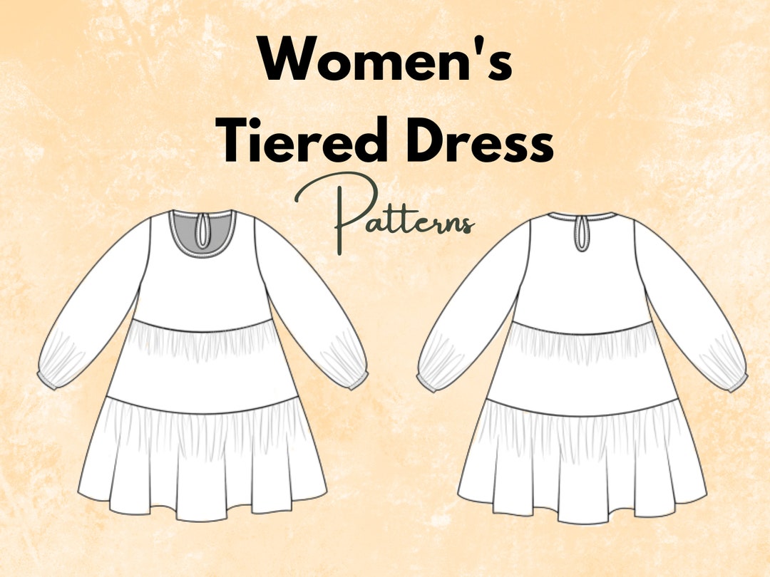 Women's Tiered Dress Sewing Pattern, Sewing Pattern, Dress Sewing ...