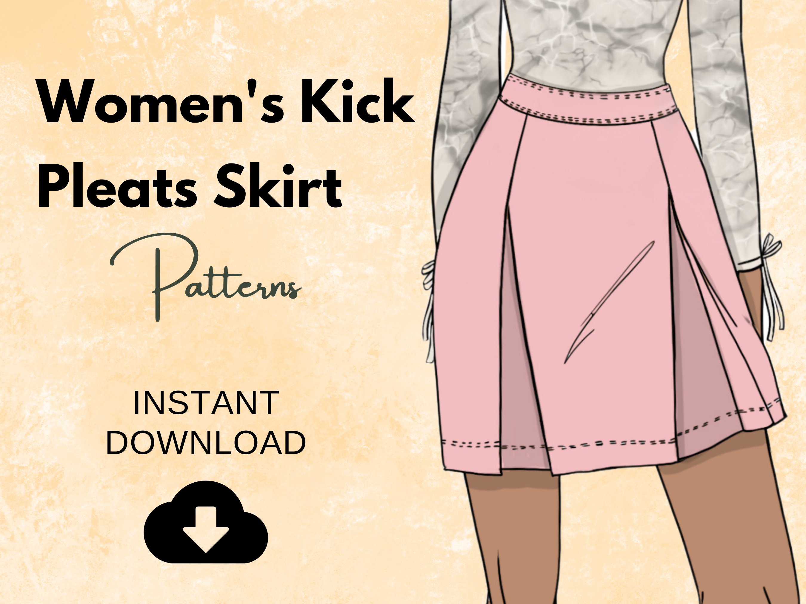 Women's Kicks Pleats Skirt Sewing Pattern, Sewing Pattern, Mini Skirt ...