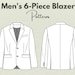 Men's 6-piece Blazer Sewing Pattern, Five Different File Formats ...