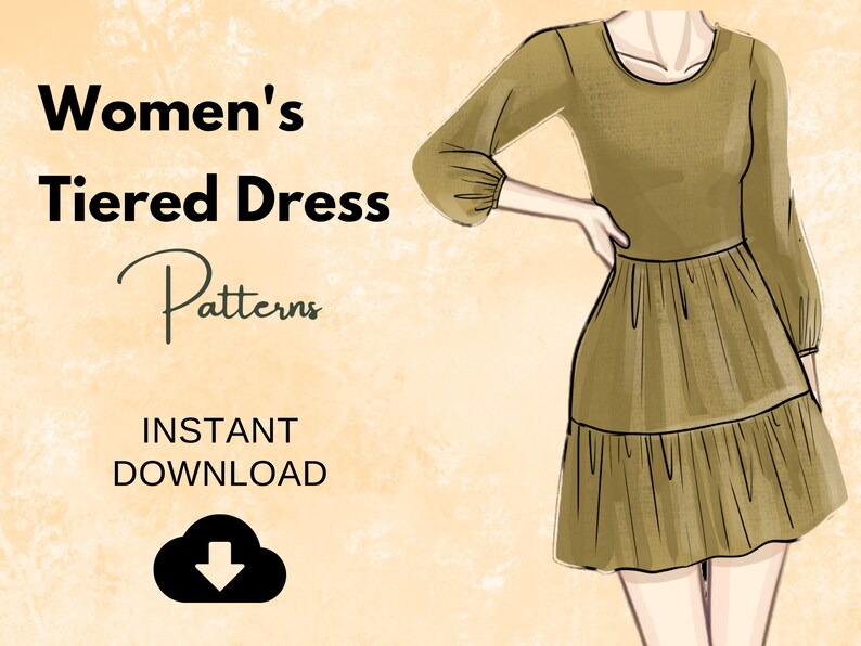 Women's Tiered Dress Sewing Pattern, Sewing Pattern, Dress Sewing ...