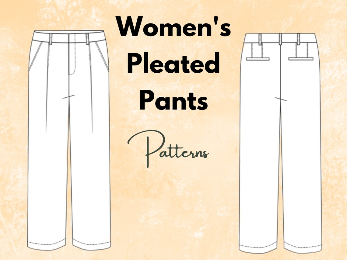 Women's Pleated Pants Sewing Pattern, Sewing Pattern, Women Pants ...
