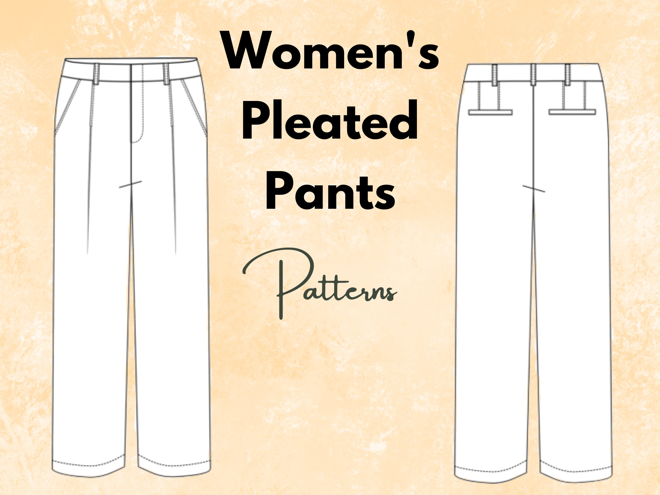 Women's Pleated Pants Sewing Pattern, Sewing Pattern, Women Pants ...