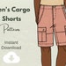 Men's Cargo Shorts Sewing Pattern, Short Sewing Pattern, Sewing ...