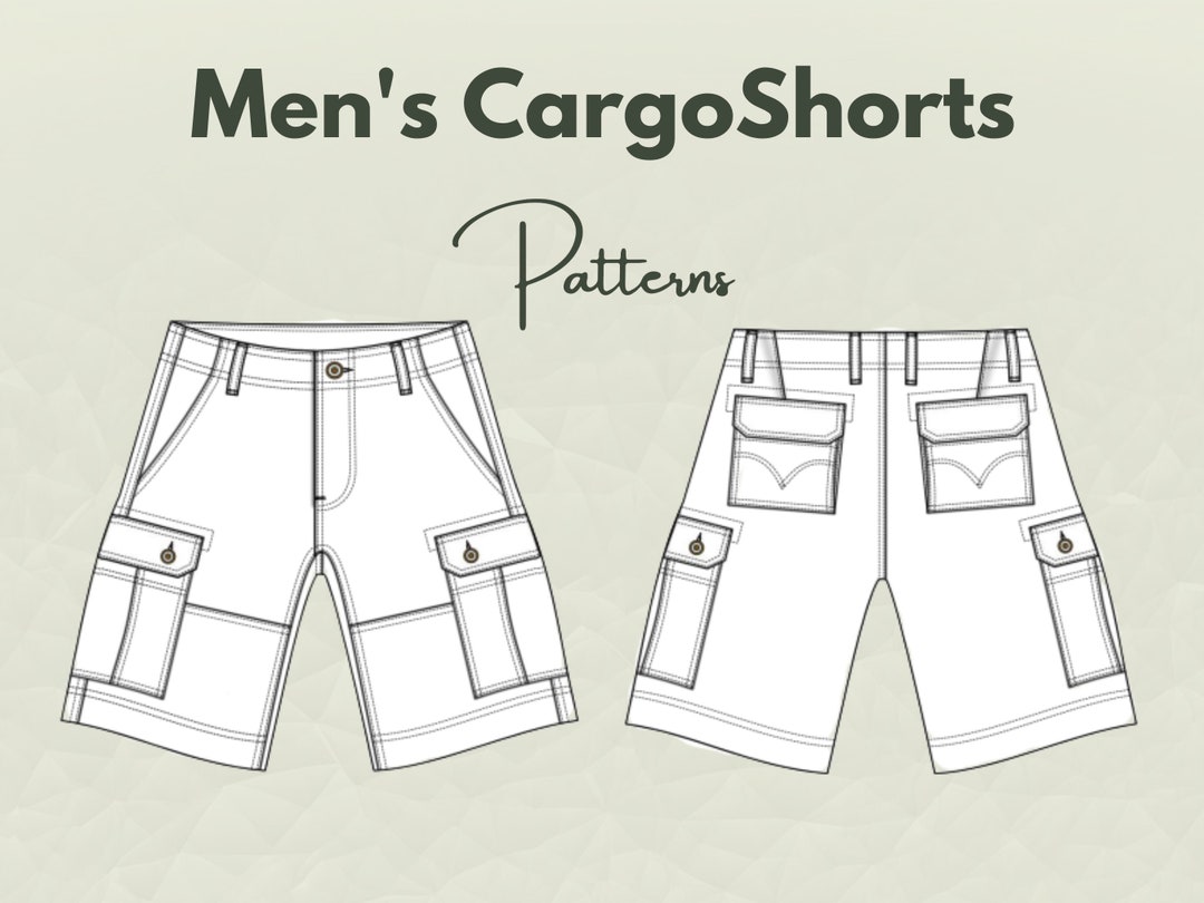 Men's Cargo Shorts Sewing Pattern, Short Sewing Pattern, Sewing ...