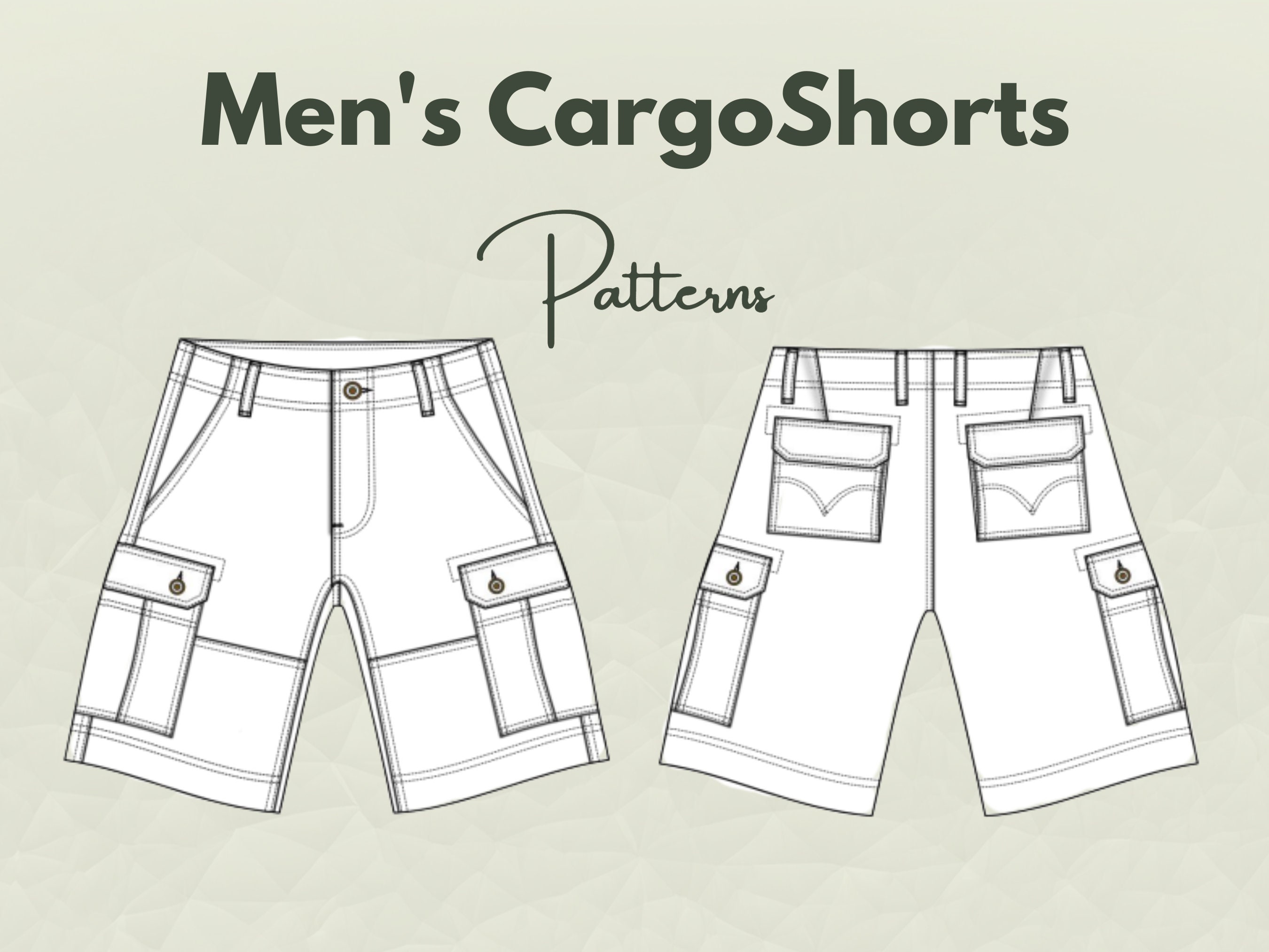 Men's Cargo Shorts Sewing Pattern, Short Sewing Pattern, Sewing ...