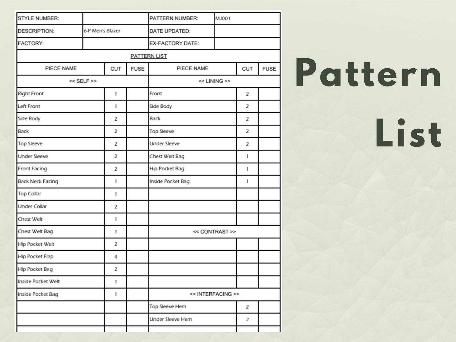 Men's 6-piece Blazer Sewing Pattern, Five Different File Formats ...