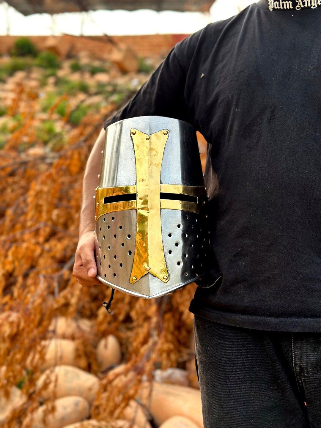 Templar Helmet Medieval Armor Steel Crusader Helmet Templar Knight ...