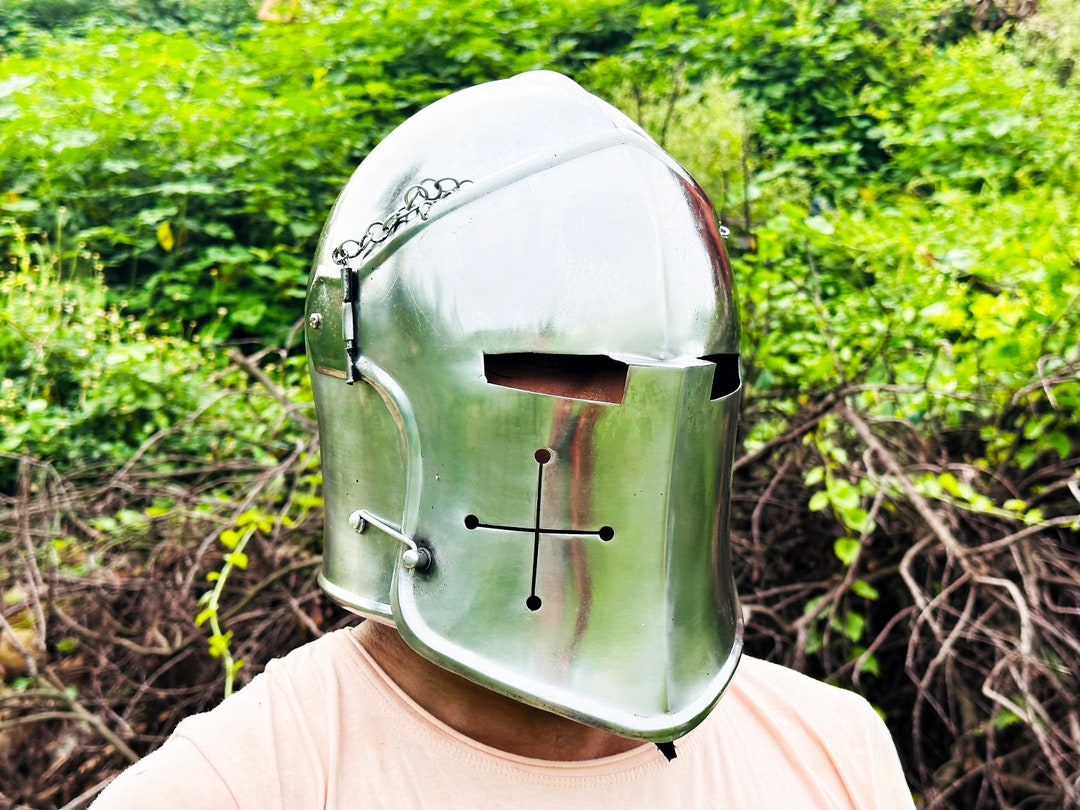 Barbute Helmet Medieval Armor Steel Crusader Helmet Barbuda Knight ...