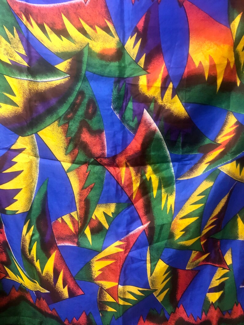 Blue, Yellow, Red, and Green Silk Scarf...vintage Silk Scarf... 31 ...