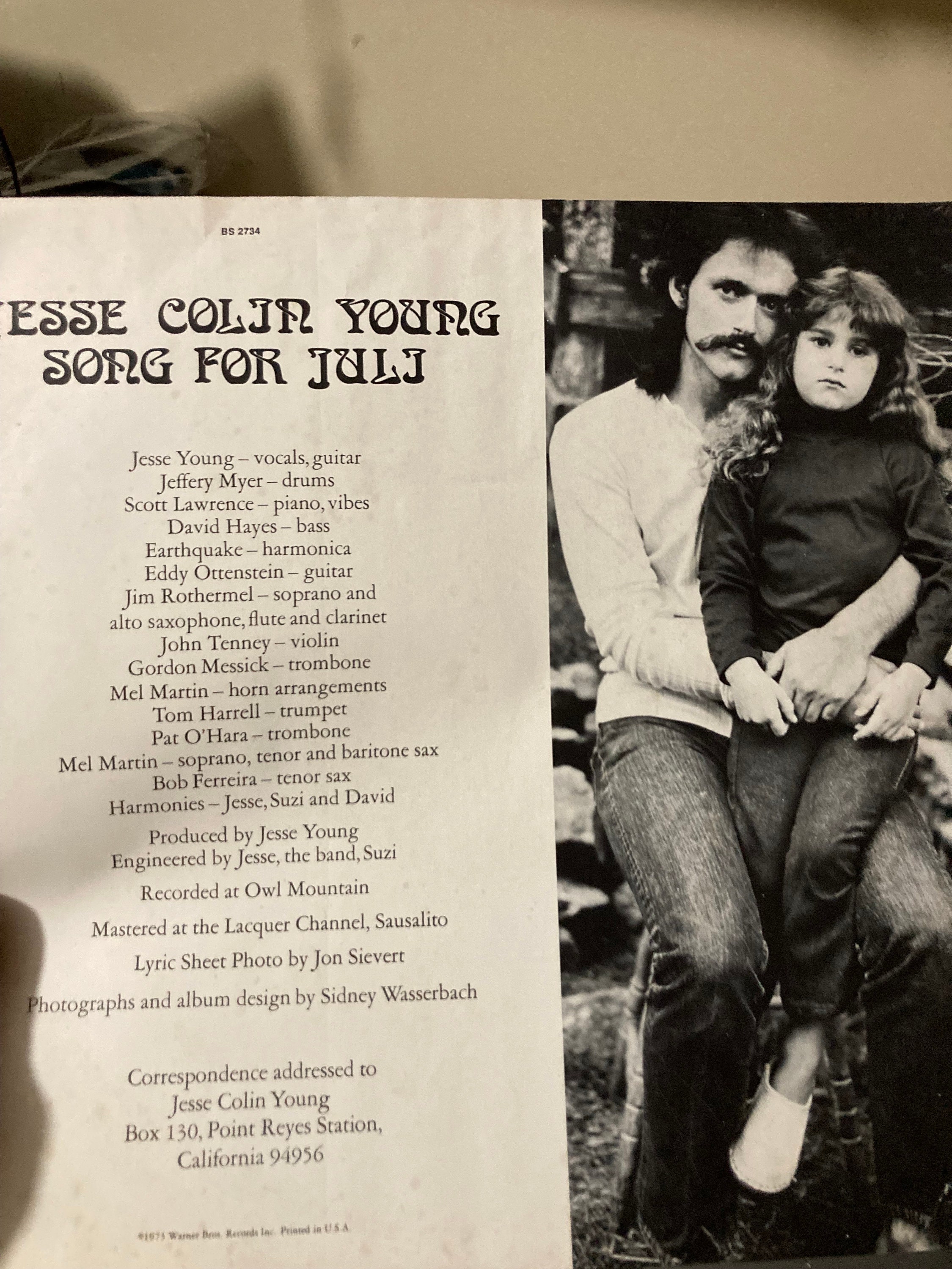Jesse Colin Young song for Juli Vinyl Lp...bs 2734...classic Rock...rare Vinyl....1970's Rock ...
