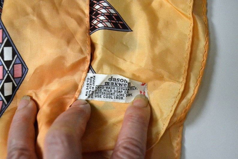 Vintage Jason Maxwell Scarf Geometric Diamonds on Gold 23 Inch Sq - Etsy