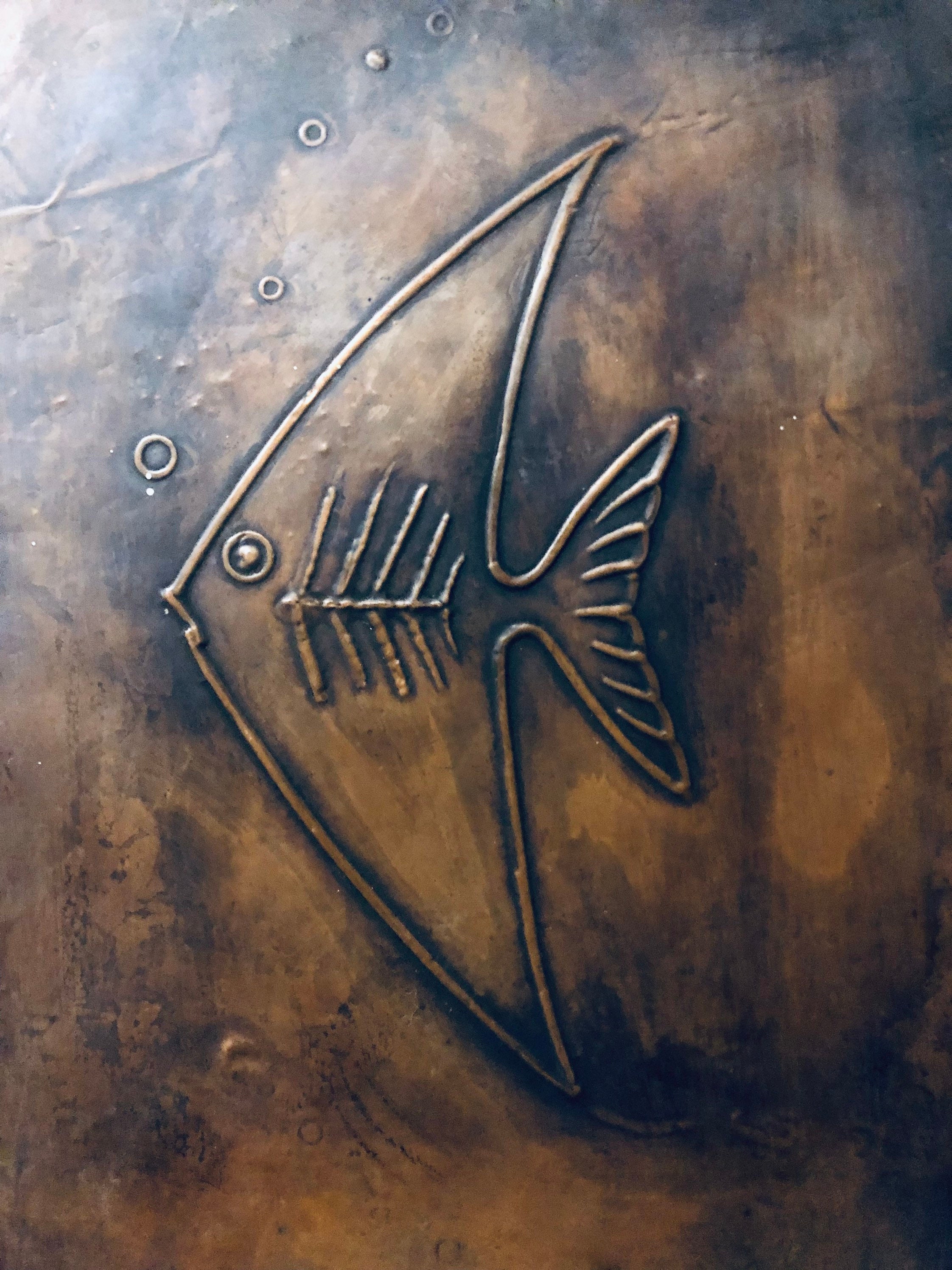 Fish in Copper Art Wall Hanging ....metal Work on Wood…fish Art…wall ...