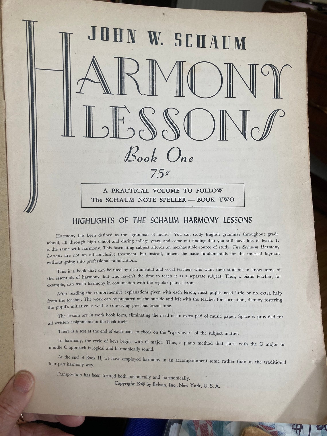 Harmony Lessons Book One by John W. Schaum....music - Etsy