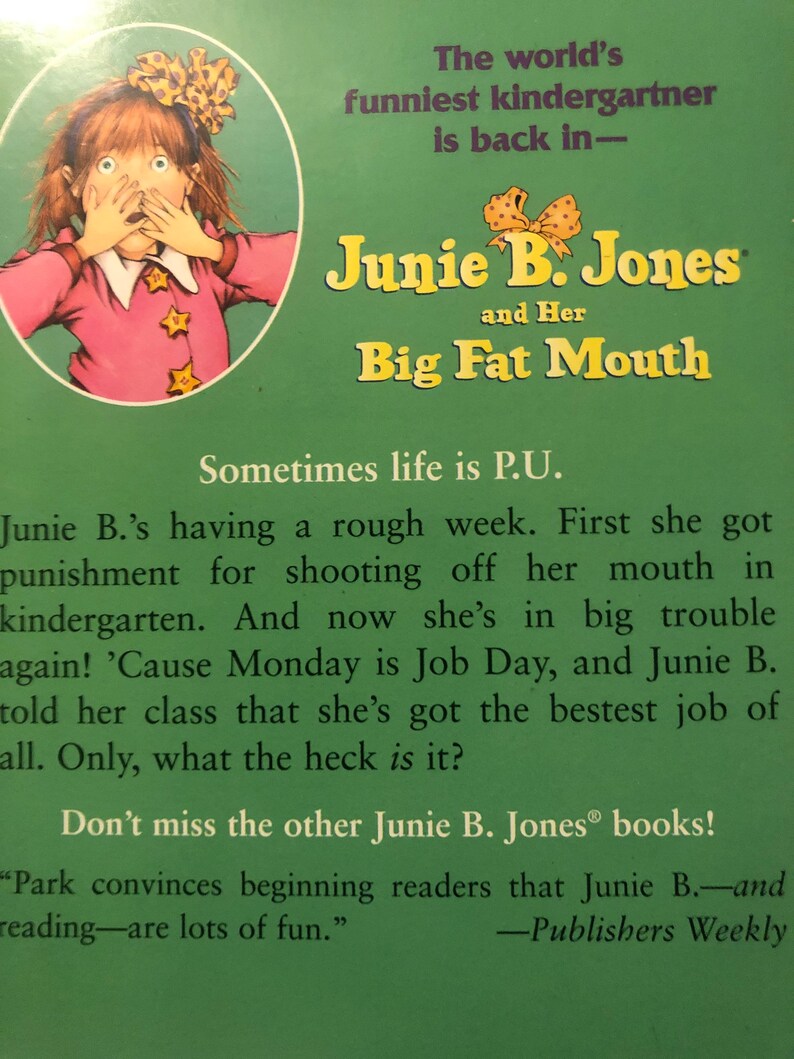 Junie B. Jones and Her Big Fat Mouth by Barbara Park.. Vintage Children ...