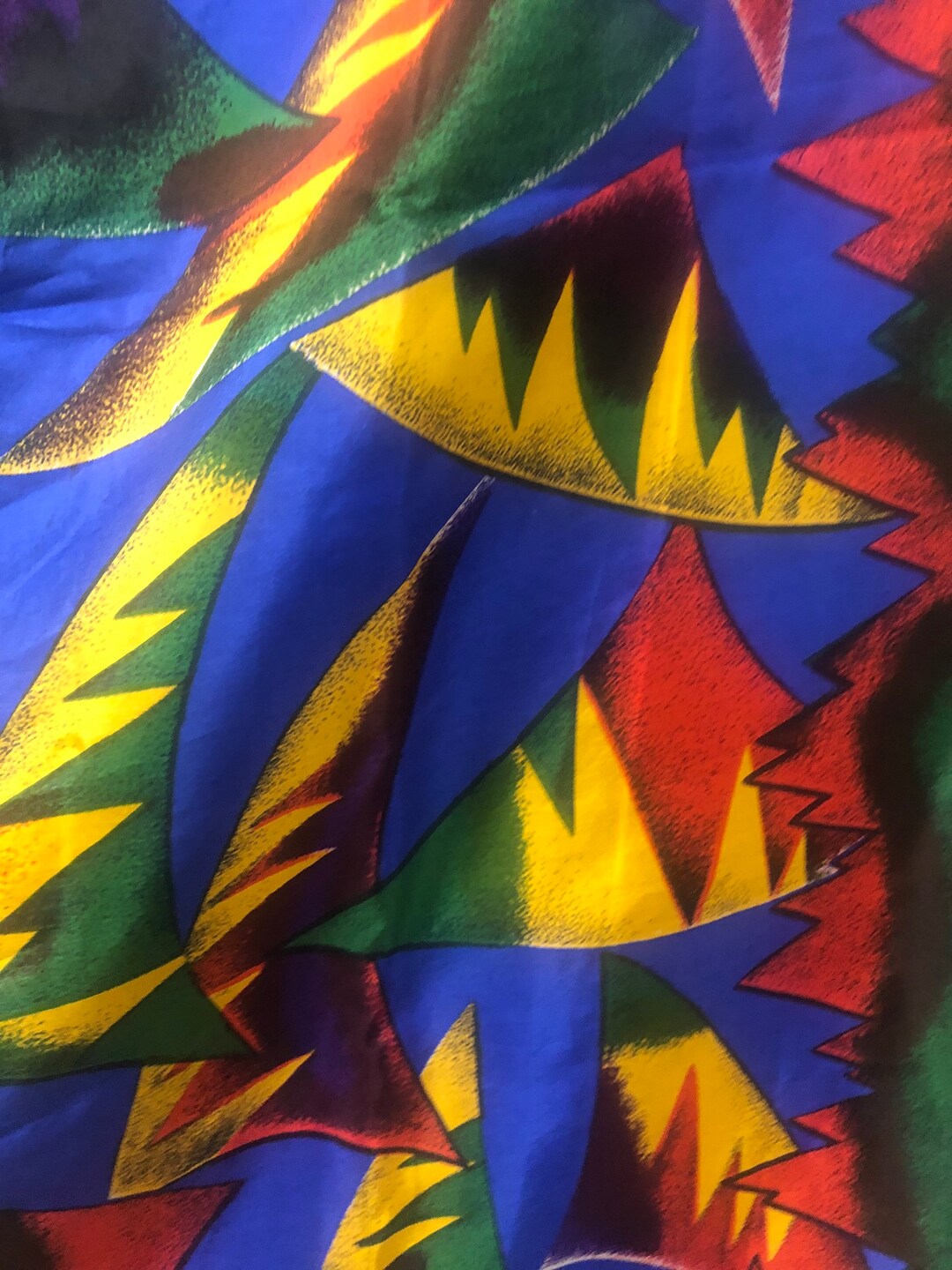 Blue, Yellow, Red, and Green Silk Scarf...vintage Silk Scarf... 31 ...