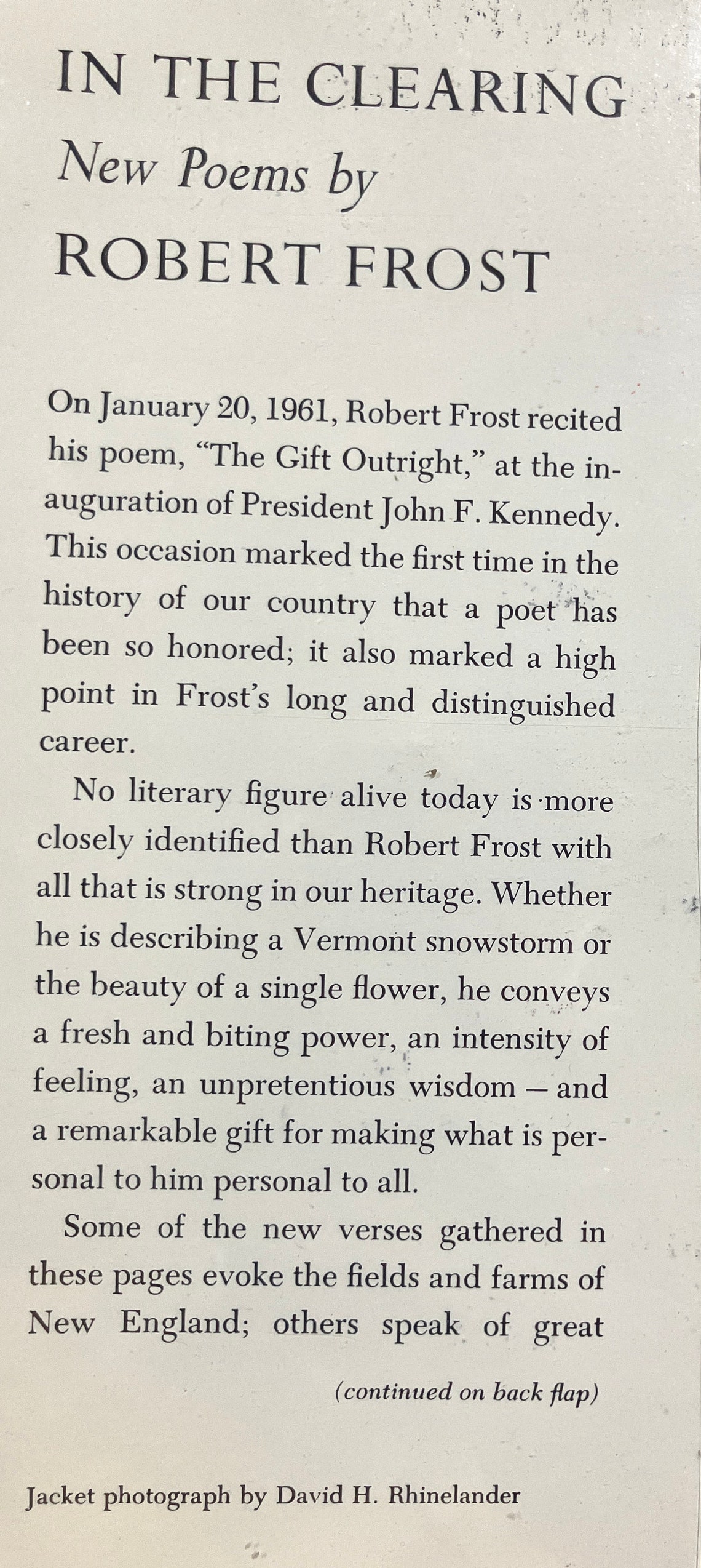 In the Clearing by Robert Frost …poems by Robert Frost…. First Edition ...