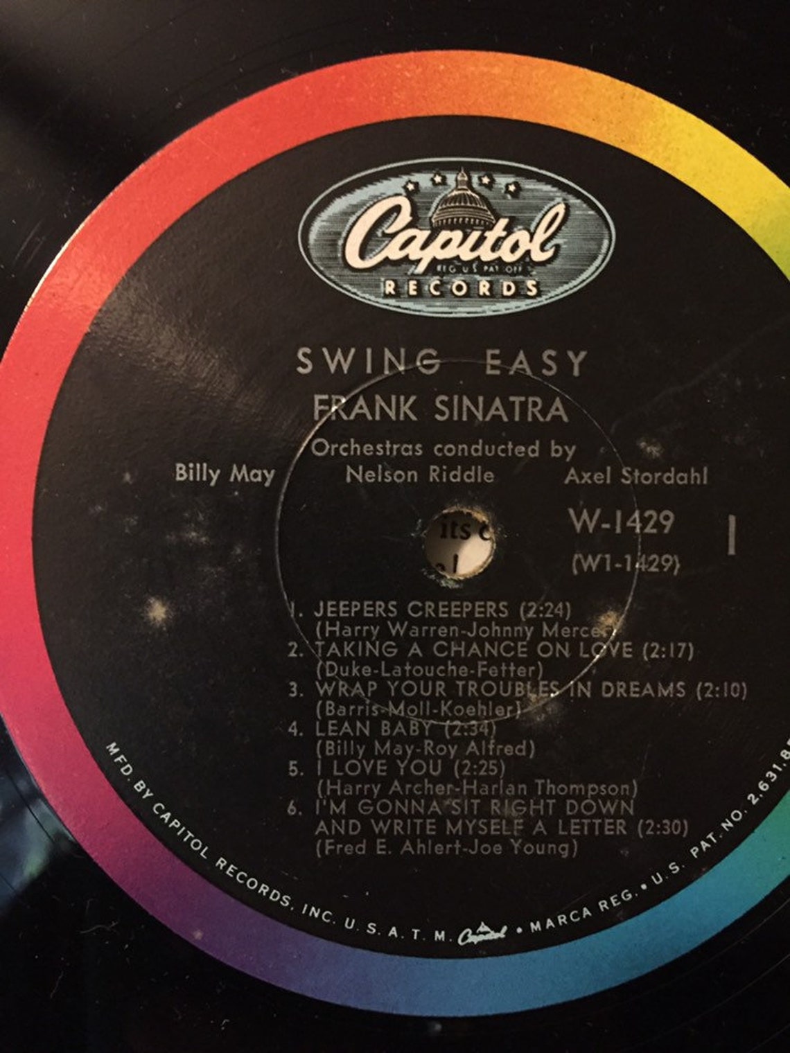 Frank Sinatra swing Easy Vinyl Lp....rat Pack... Music Album...sinatra ...