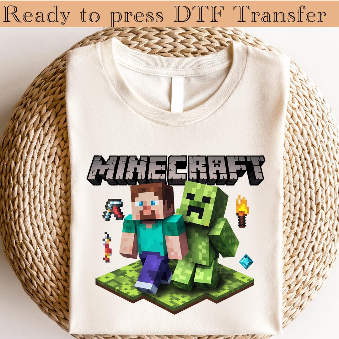 Minecraft Transfer, Minecraft DTF, Minecraft Birthday, Gaming Tee ...