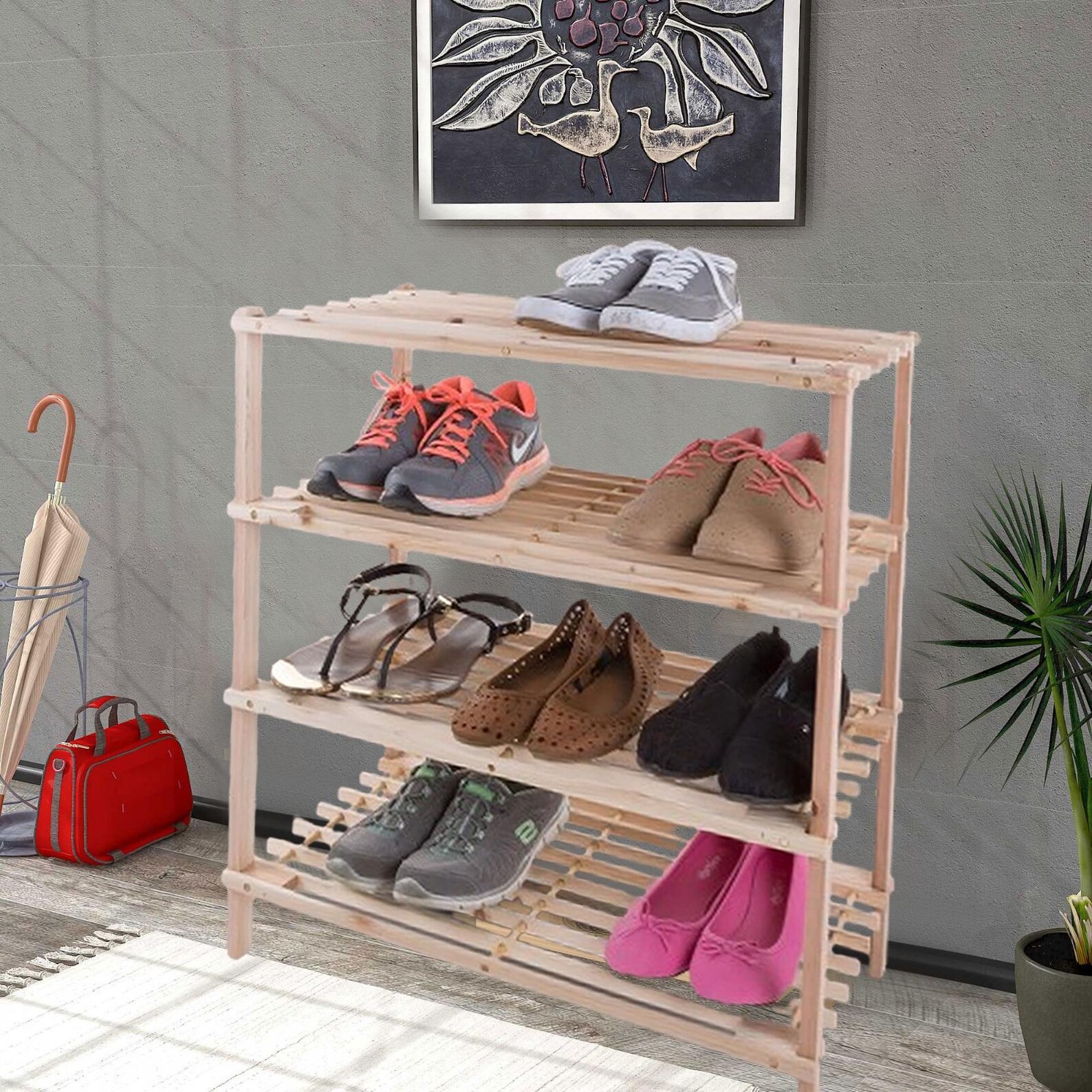 4-tier Shoe Rack for Closet, Stackable Shoes Rack Organizer - Etsy