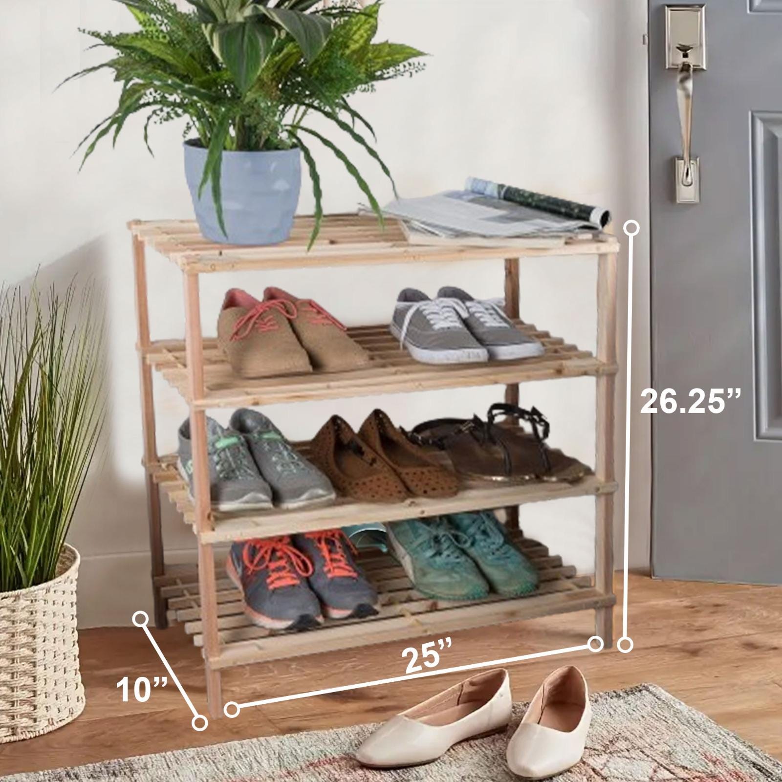 4-tier Shoe Rack for Closet, Stackable Shoes Rack Organizer - Etsy