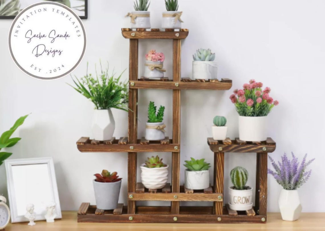 Plant Stand Pine Wood Succulent Pots Planter Display Rack Balcony - Etsy