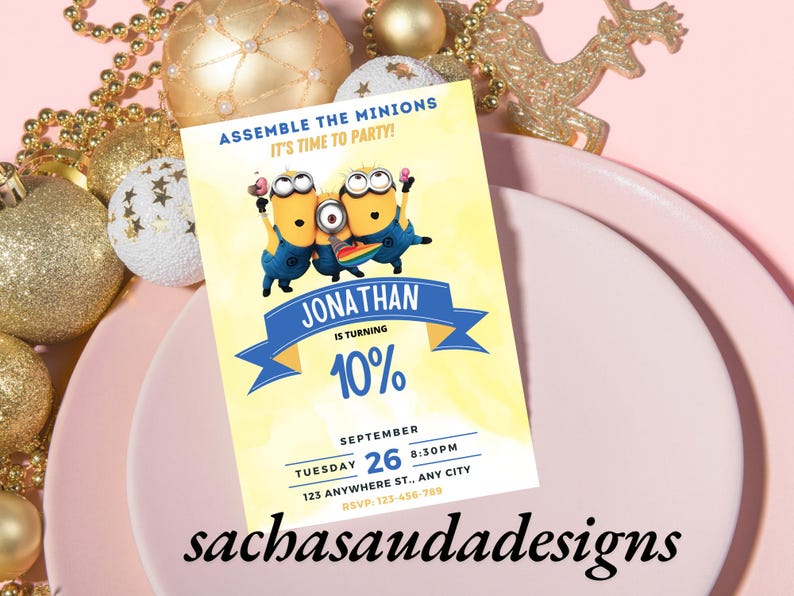 Editable Minions Birthday Invitation Template, Minions Themed Party ...
