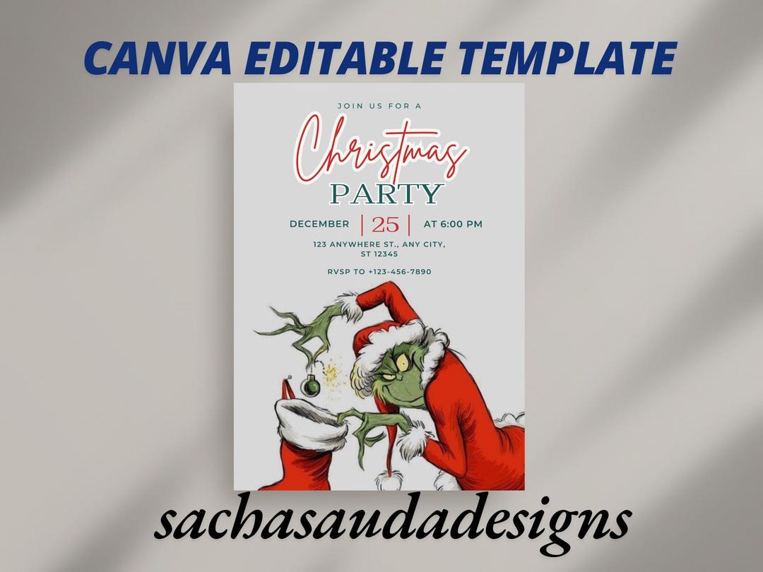 Editable Grinch Party Invitation Merry Grinchmas Invitation Grinch ...