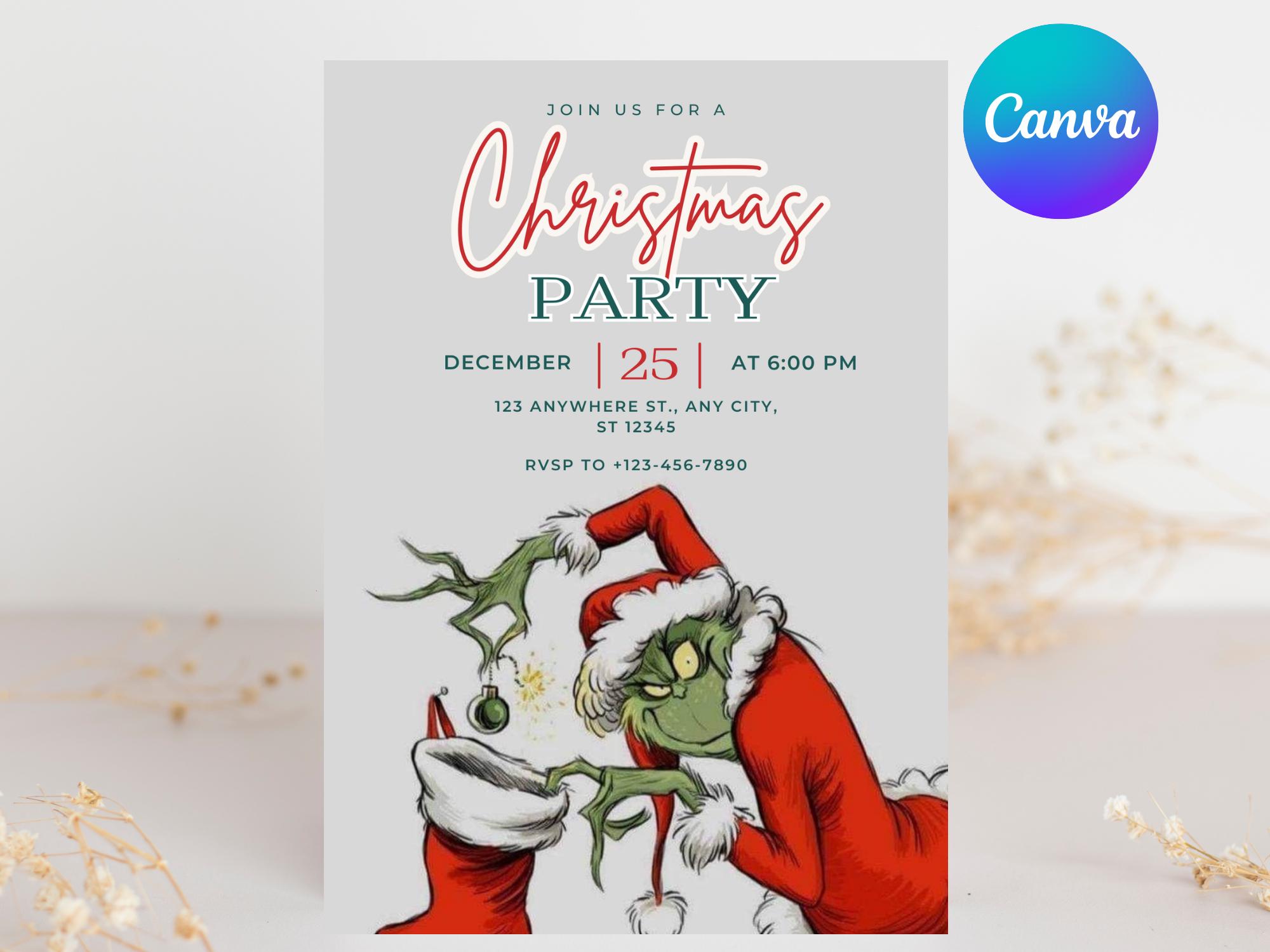 Editable Grinch Party Invitation Merry Grinchmas Invitation Grinch ...