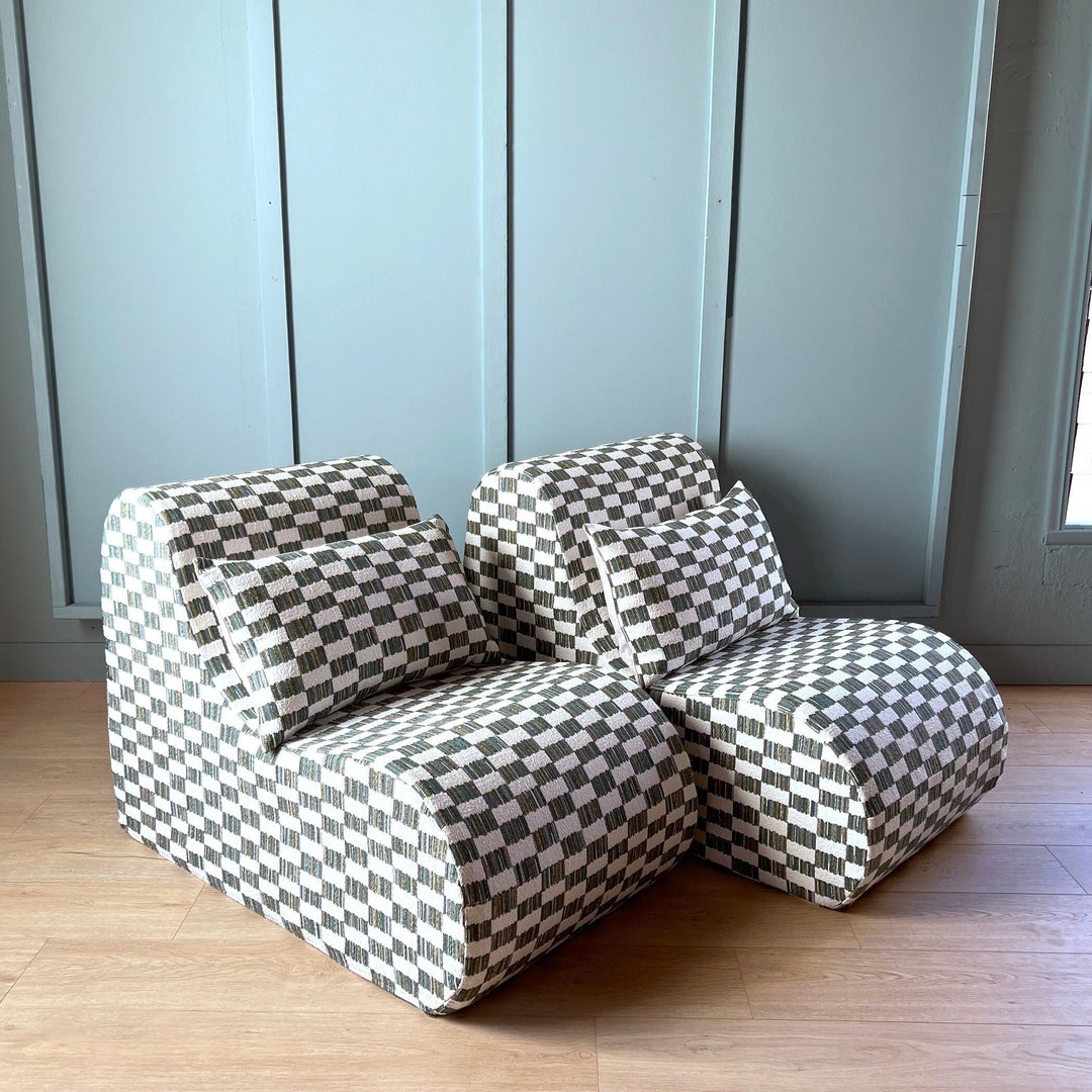 Set of Two Checkerboard Modular Sofa or Pair of Lounge - Etsy