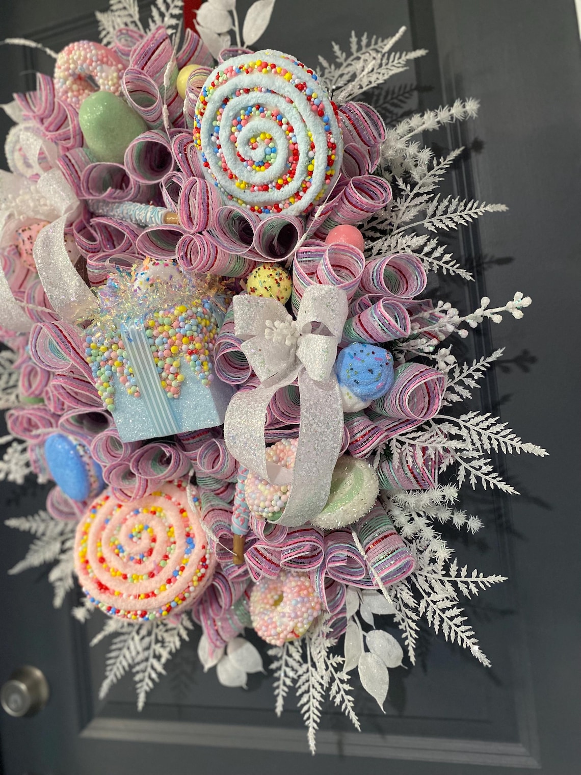 Candyland Christmas Wreath for Front Door, Faux Candy Wreath, Candy ...