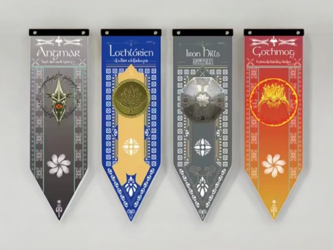 LOTR Banners and Flags Gothmog Angmar Iron Hills Lothlorien Smaug ...