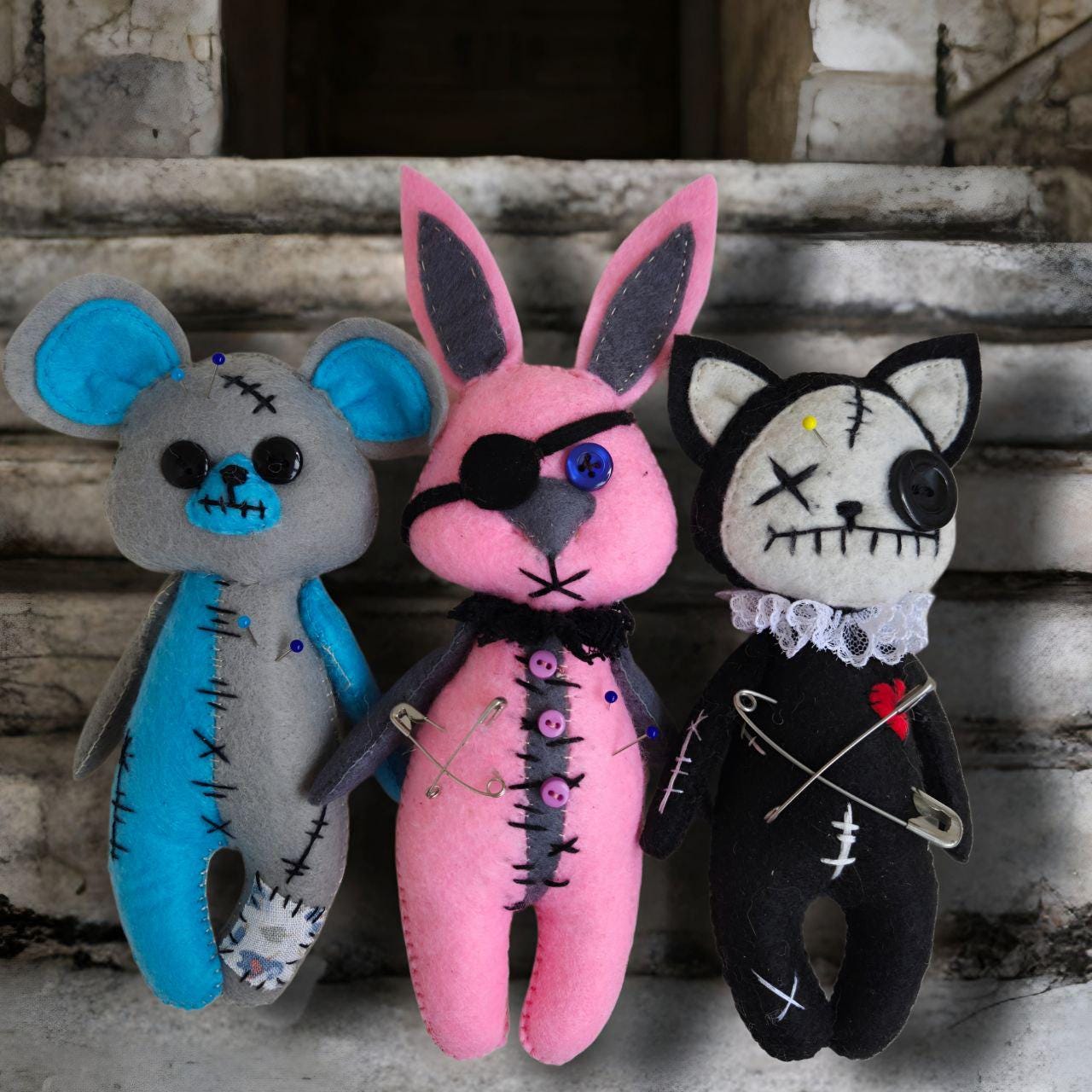 Creepy Voodoo Doll Sewing Pattern: Felt Cat, Bunny, Mouse (PDF Pattern ...