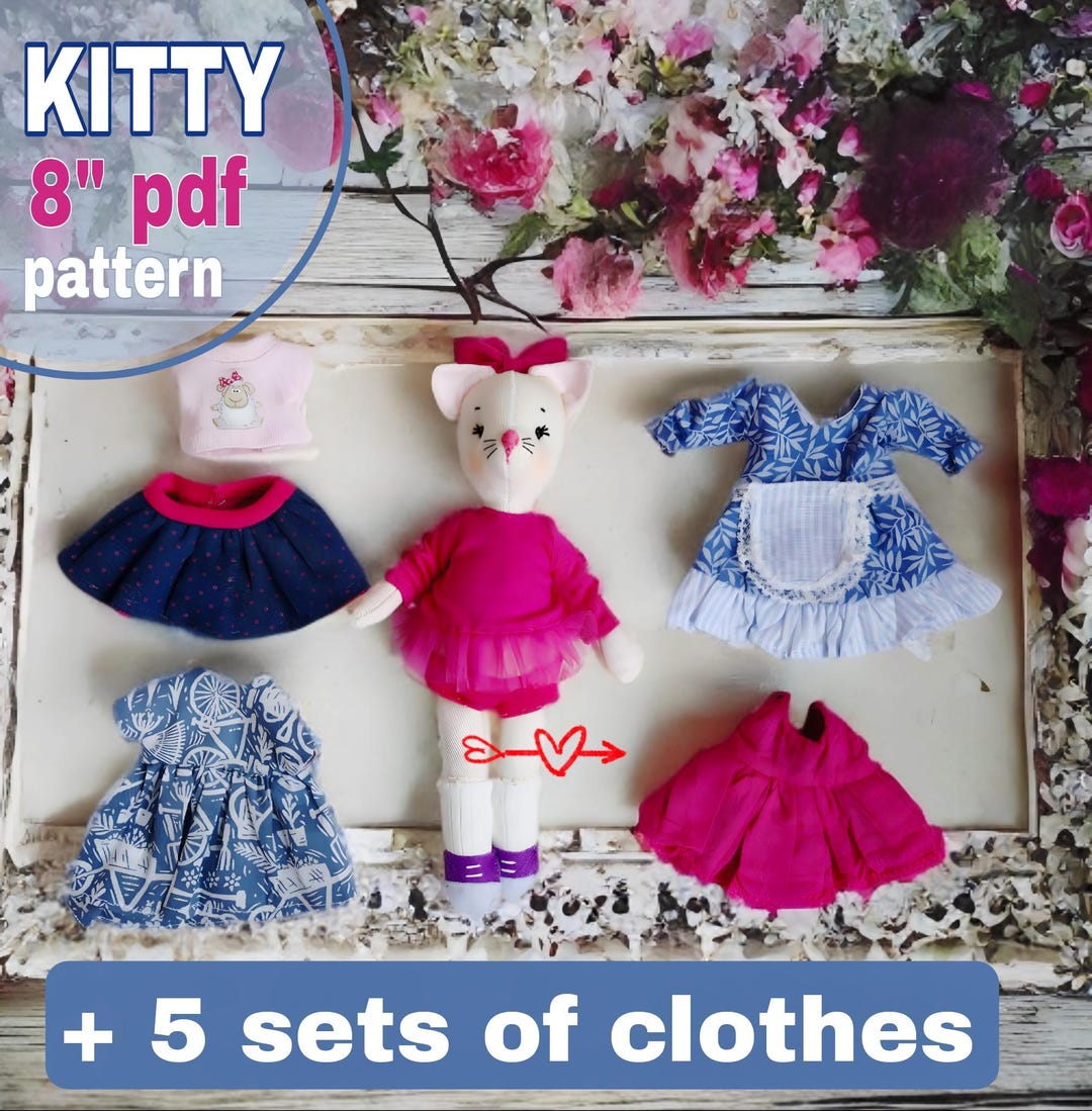Cat Soft Toy Sewing Pattern + 5 Outfits – DIY Stuffed Animal PDF ...