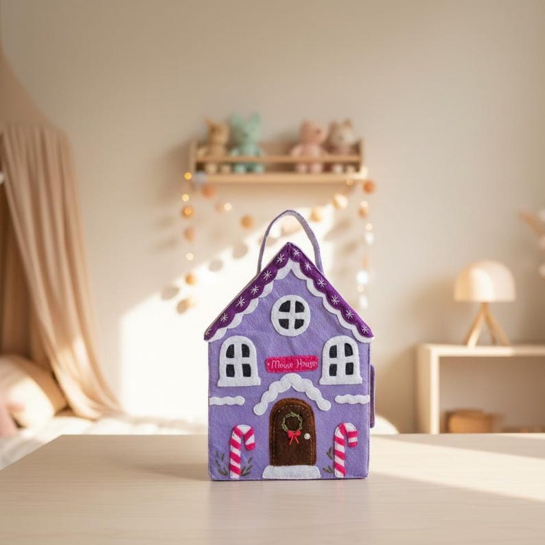 Felt Christmas Dollhouse PDF Pattern – Fabric Mouse House Sewing ...