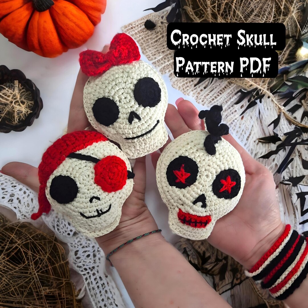 Crochet Skull Pattern PDF: 3 Halloween Amigurumi Designs (4 Inch, 10cm ...