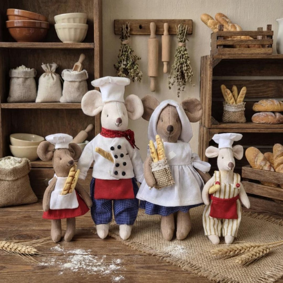 Mouse Family Sewing Pattern PDF | Mouse Baker Doll Pattern - Etsy