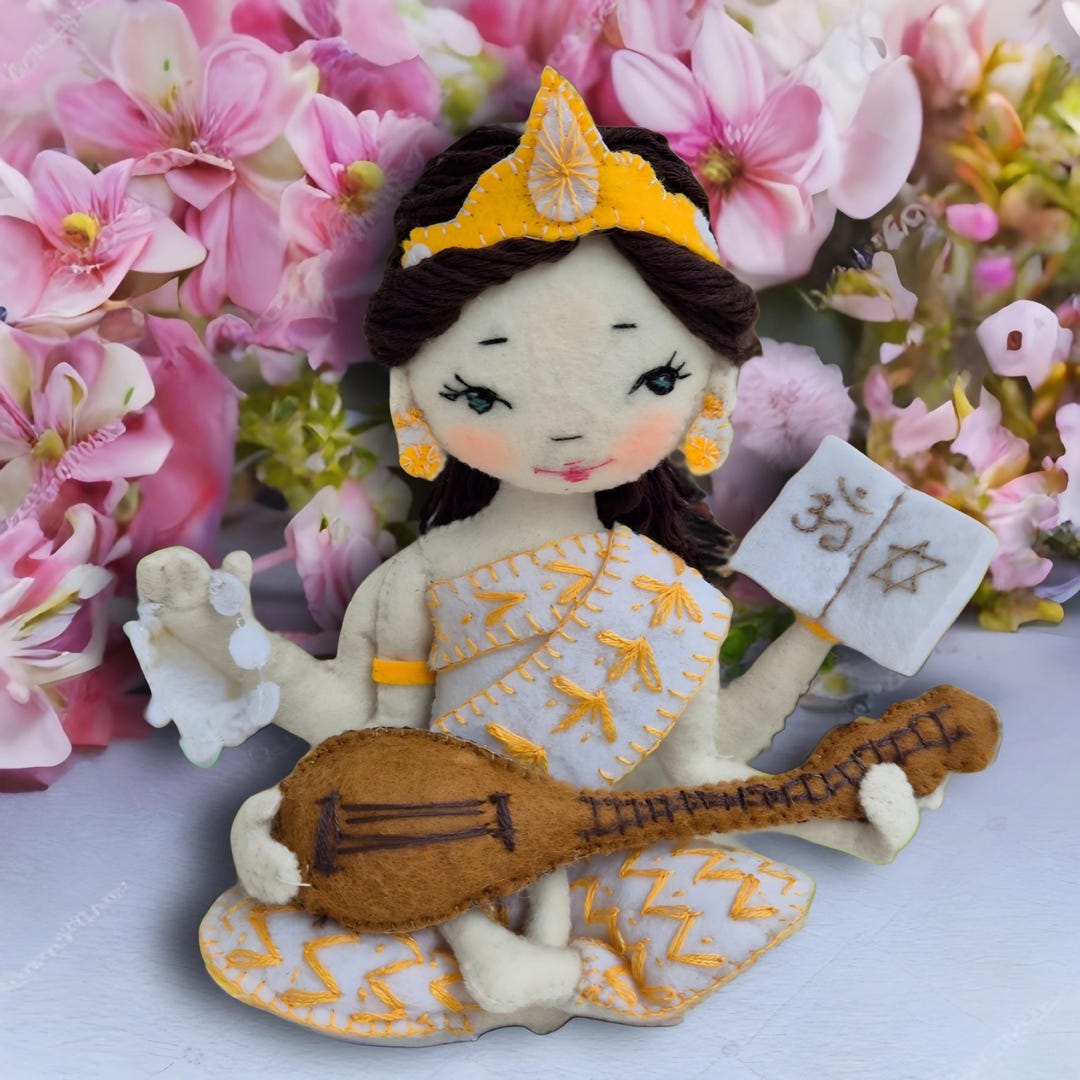 Felt Goddess Saraswati Sewing Pattern – 6" DIY Hindu Deity Doll PDF ...