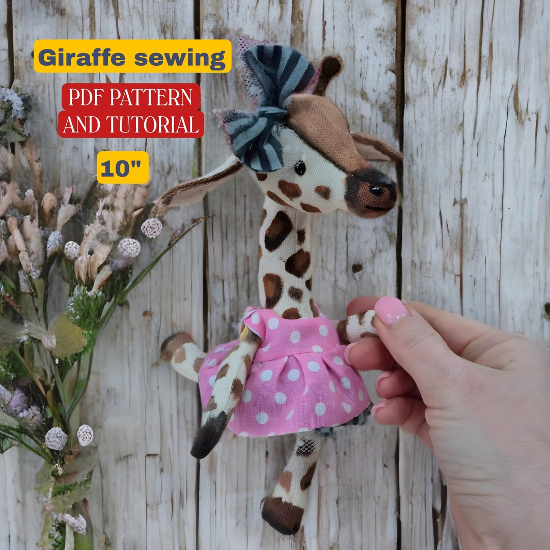 Giraffe Sewing Pattern: DIY Plush Toy With Dress Tutorial, Rag Doll ...