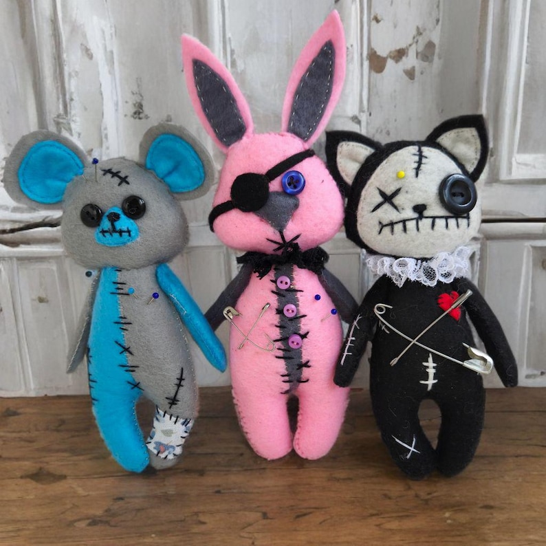 Creepy Voodoo Doll Sewing Pattern: Felt Cat, Bunny, Mouse (PDF Pattern ...