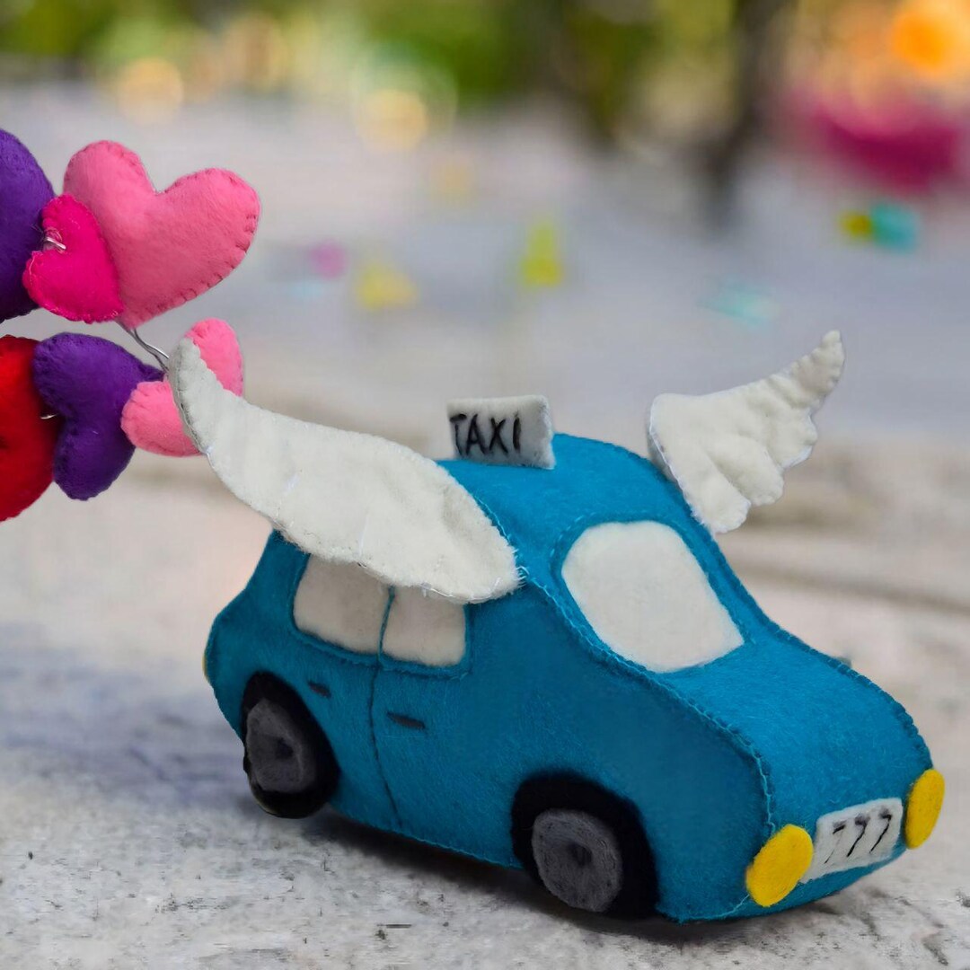 Felt Car Sewing Pattern: DIY Plush Angel Car With Hearts (PDF Download ...