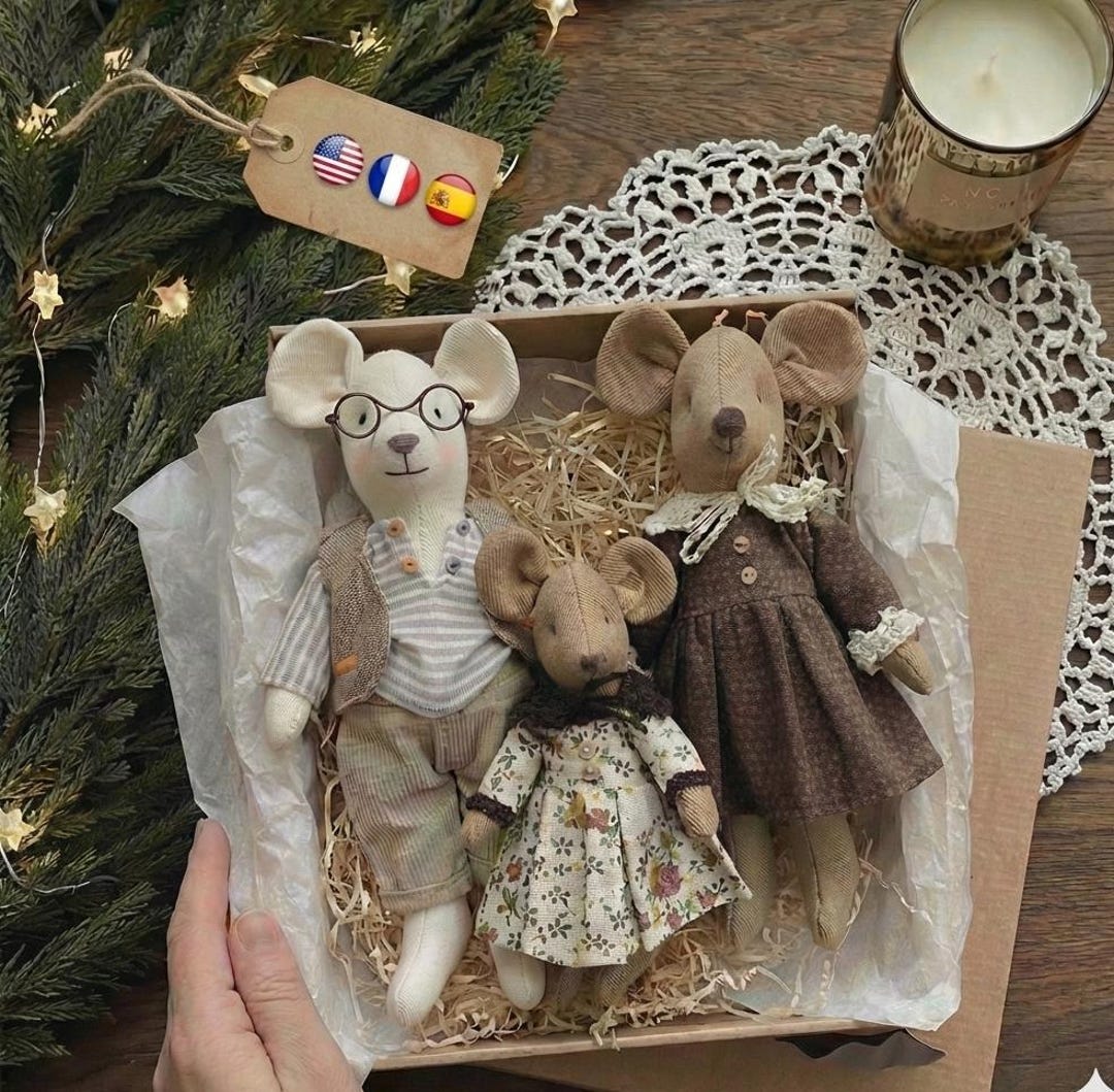Mouse Family Sewing Pattern Set PDF — Stuffed Animal, Cloth Mice With ...