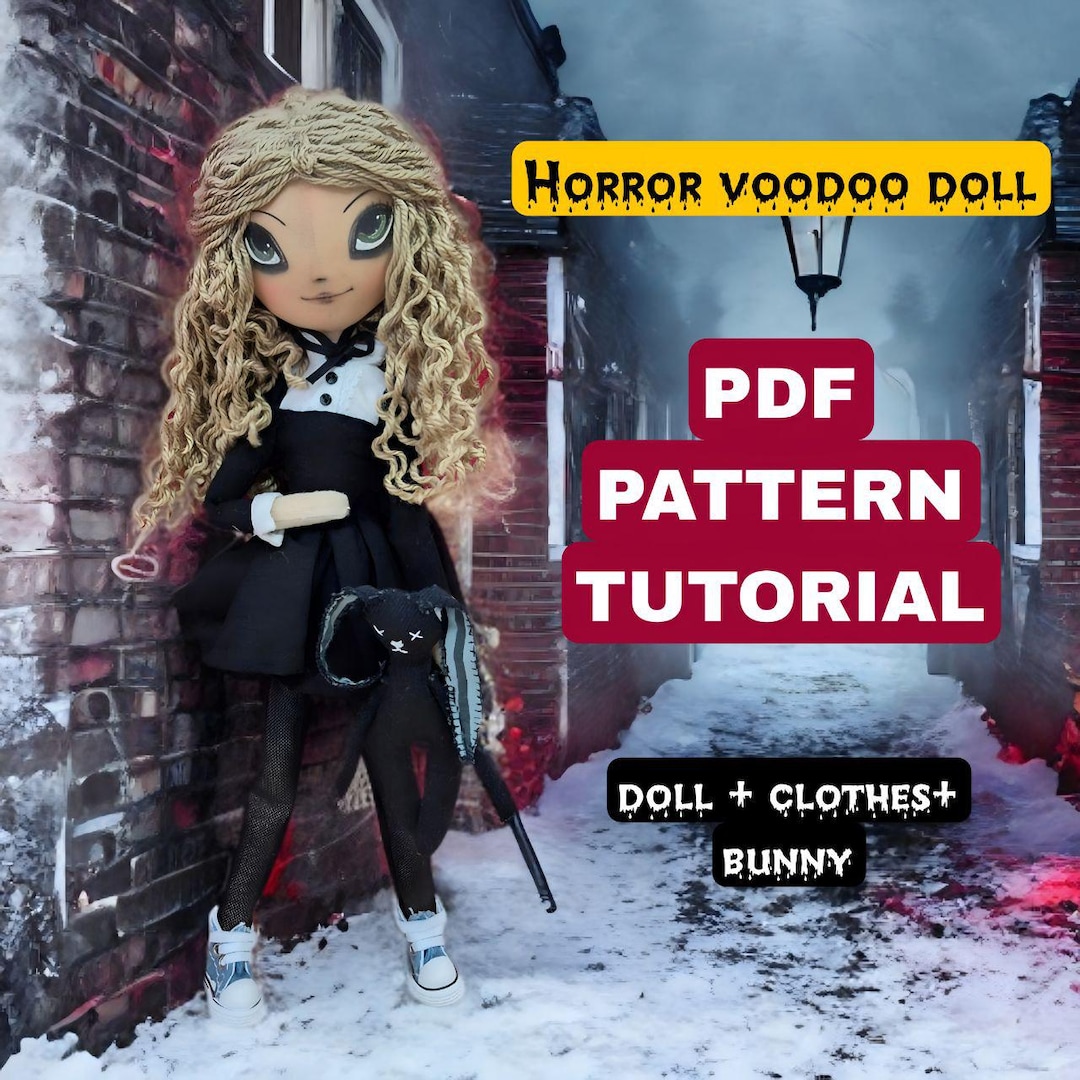 Horror Voodoo Doll Sewing Pattern: 12" Fabric Doll DIY Tutorial With ...