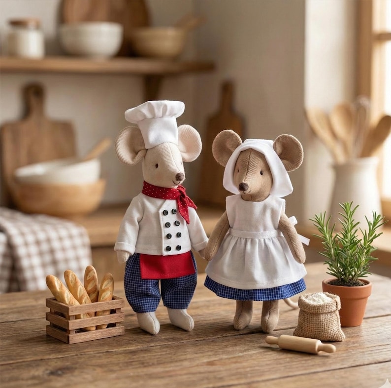 Mouse Family Sewing Pattern PDF | Mouse Baker Doll Pattern - Etsy