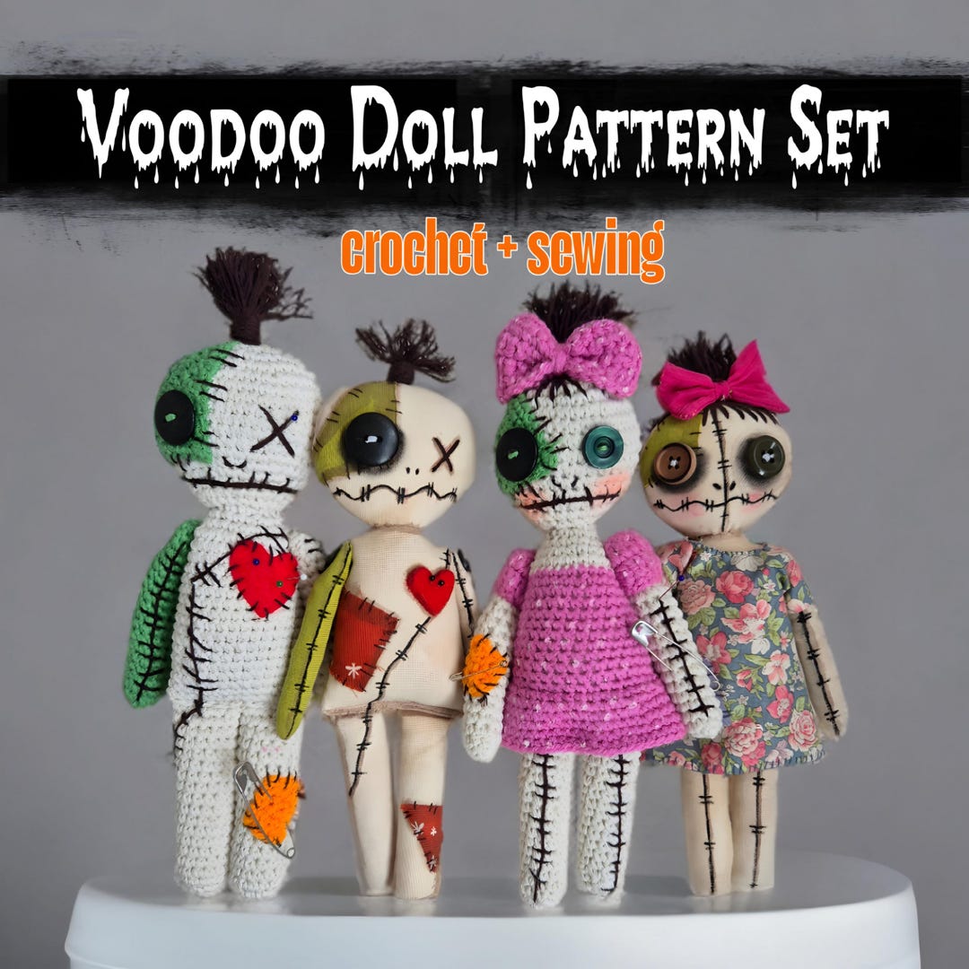 Voodoo Doll Crochet & Sewing Pattern Set: Halloween Plushies (PDF ...